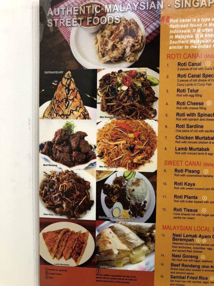 Menu at Roti King Euston restaurant, London, Euston