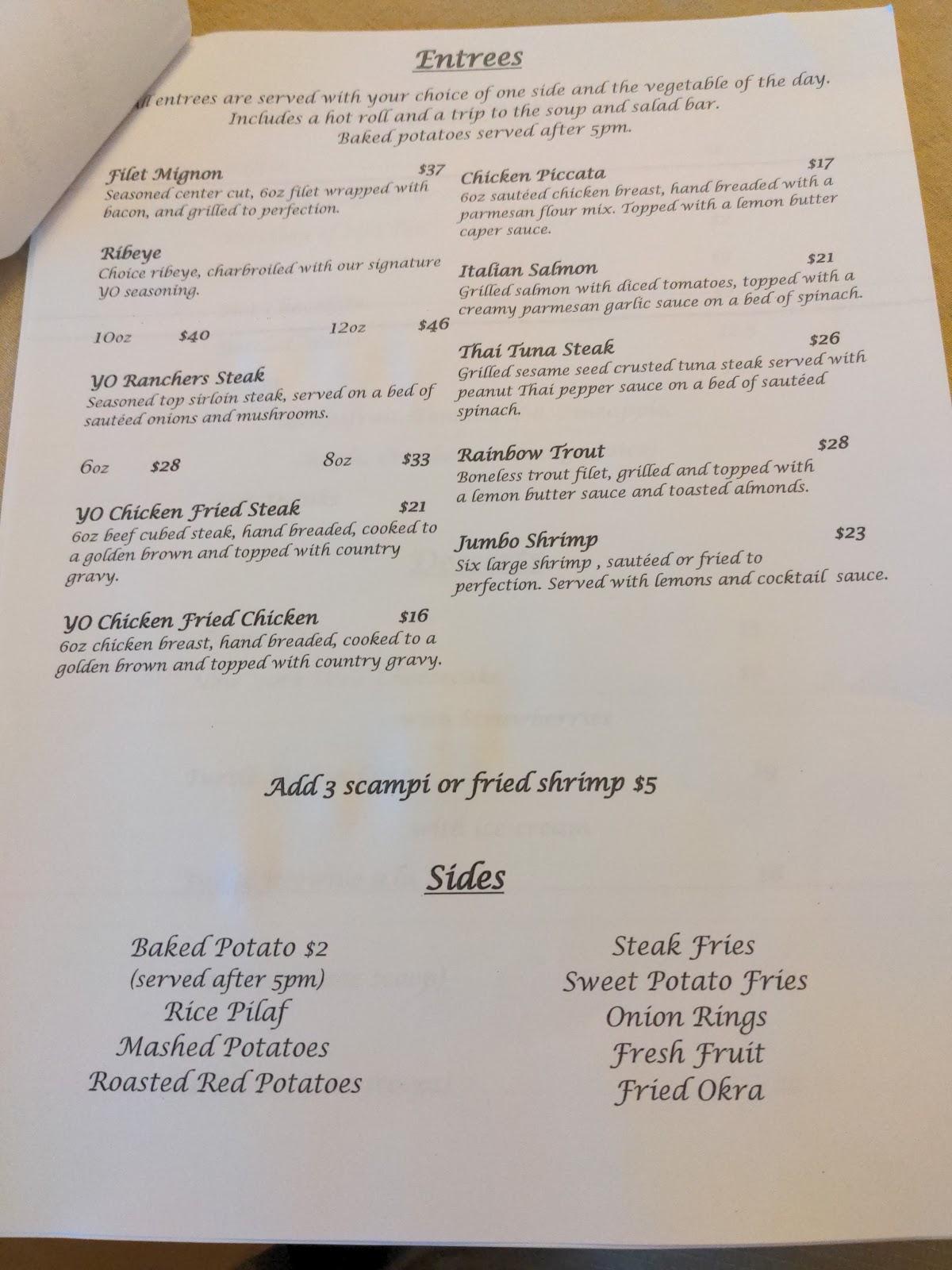 Menu at Branding Iron restaurant, Kerrville