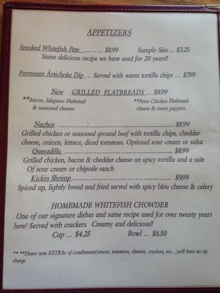 Menu at Cut River Inn restaurant, Epoufette
