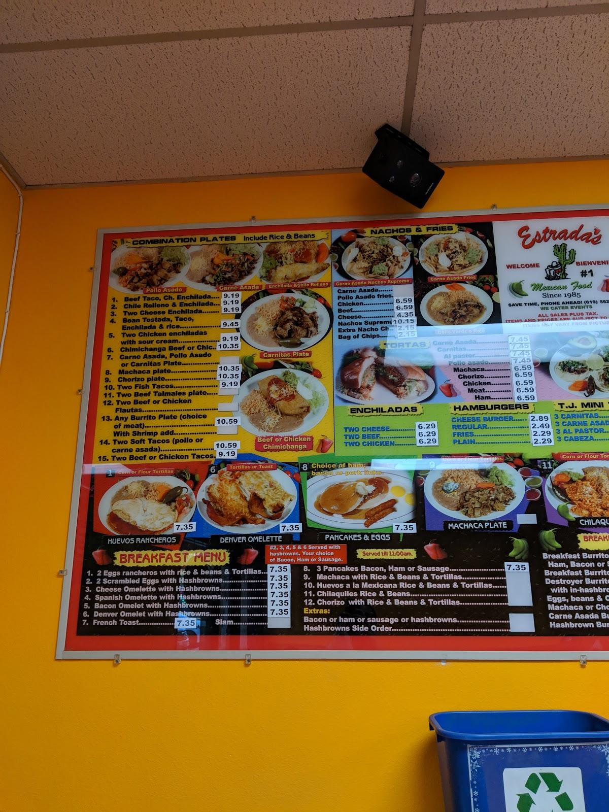 Menu at Estrada's Mexican Food restaurant, Santee, Magnolia Ave #107
