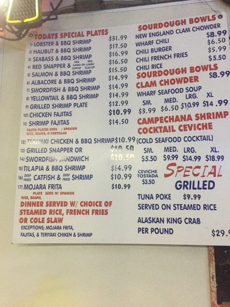 Menu at Queens Wharf Restaurant, Long Beach