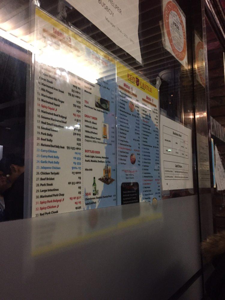 Menu at Red Castle Korean BBQ, Garden Grove