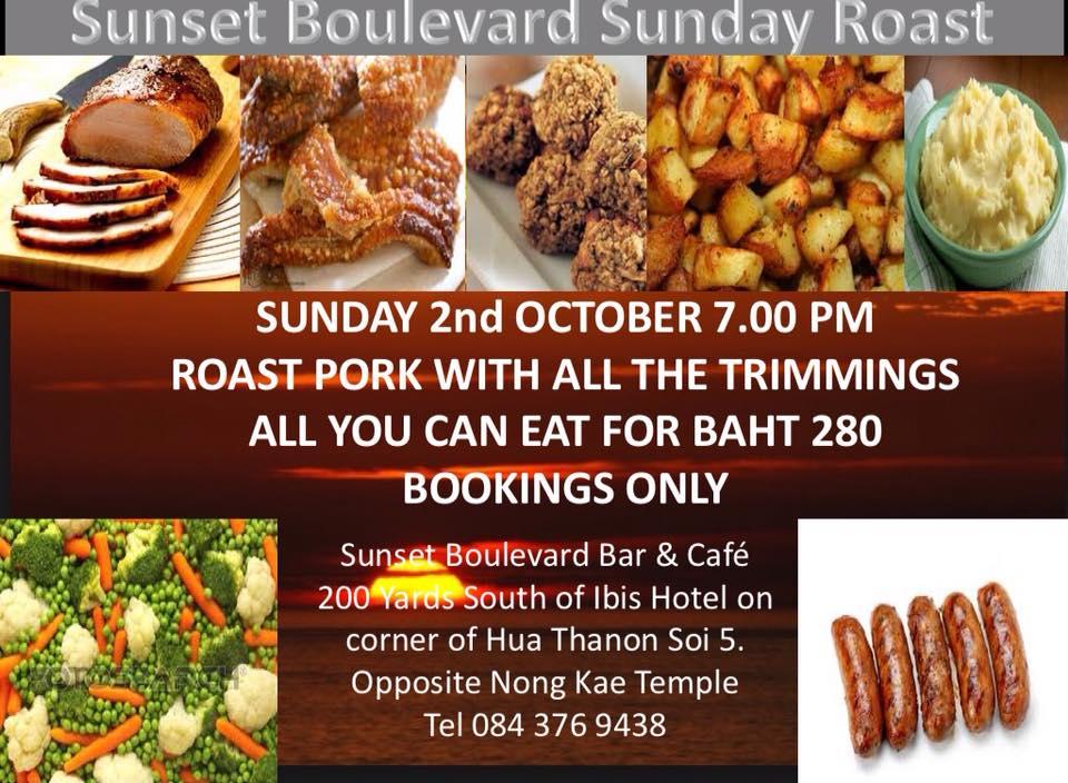 Menu at Sunset Boulevard Bar and Cafe, Nong Kae