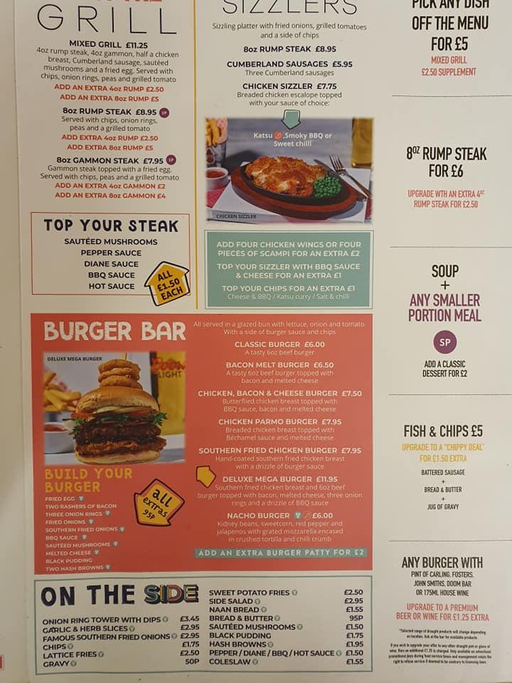 Carta del pub y bar The Mallard, Ilkeston, Heanor Rd