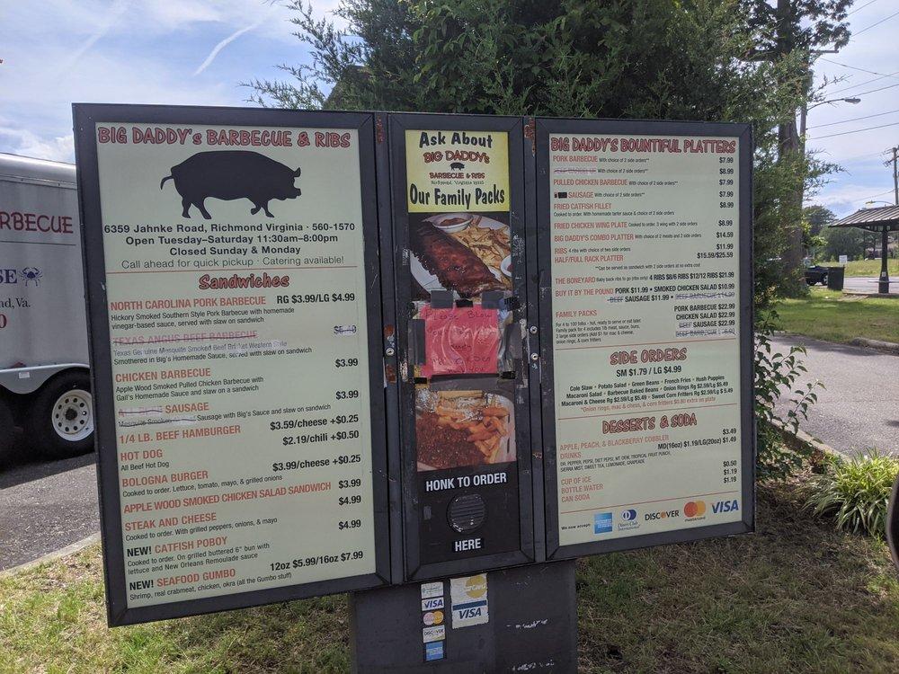 Big Daddy's Barbecue & Ribs in Richmond - Restaurant menu and reviews
