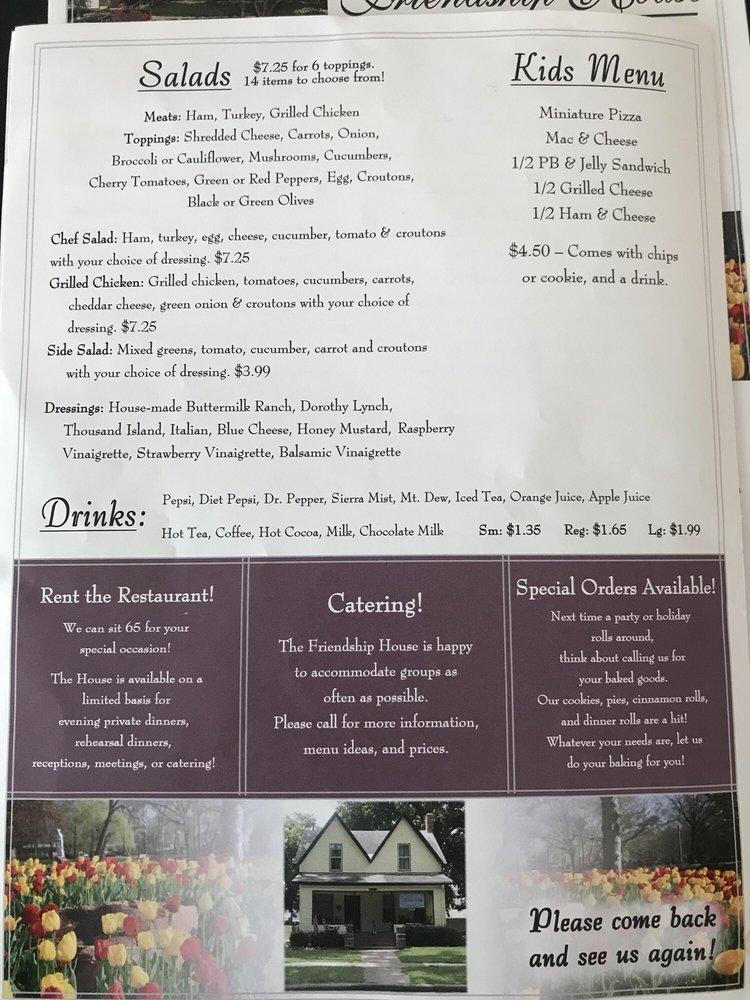 Menu at Friendship House - Wamego KS cafe, Wamego