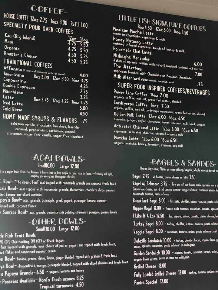 Menu at Little Fish Coffee Poipu pub & bar, Koloa