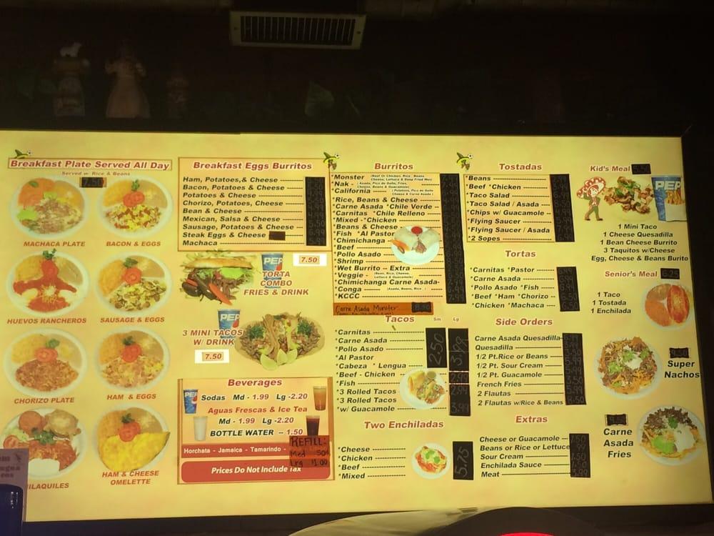 Menu at Los Jilberto's Taco Shop restaurant, Riverside