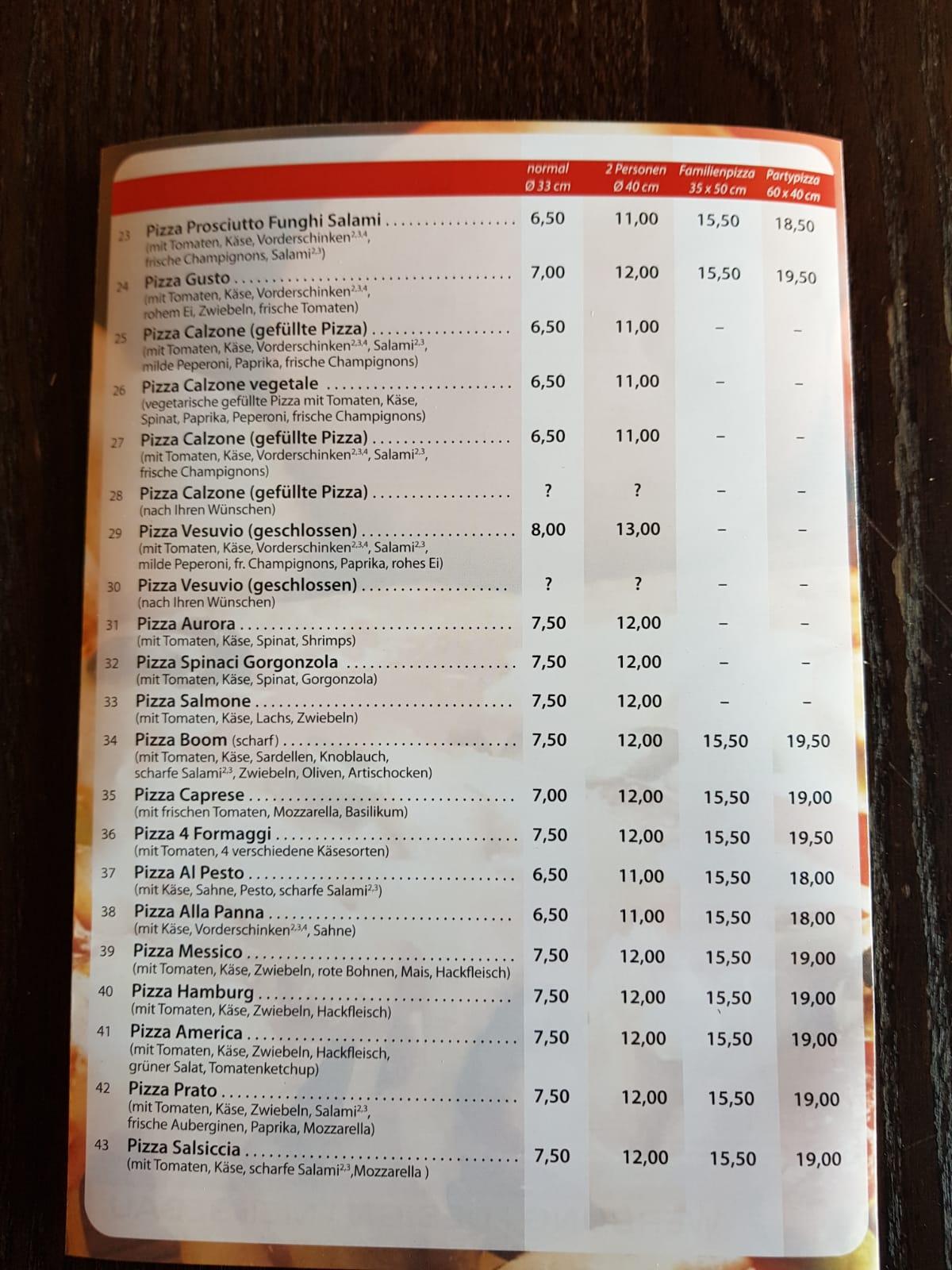 Menu at Pizzeria La Strada, Meitingen