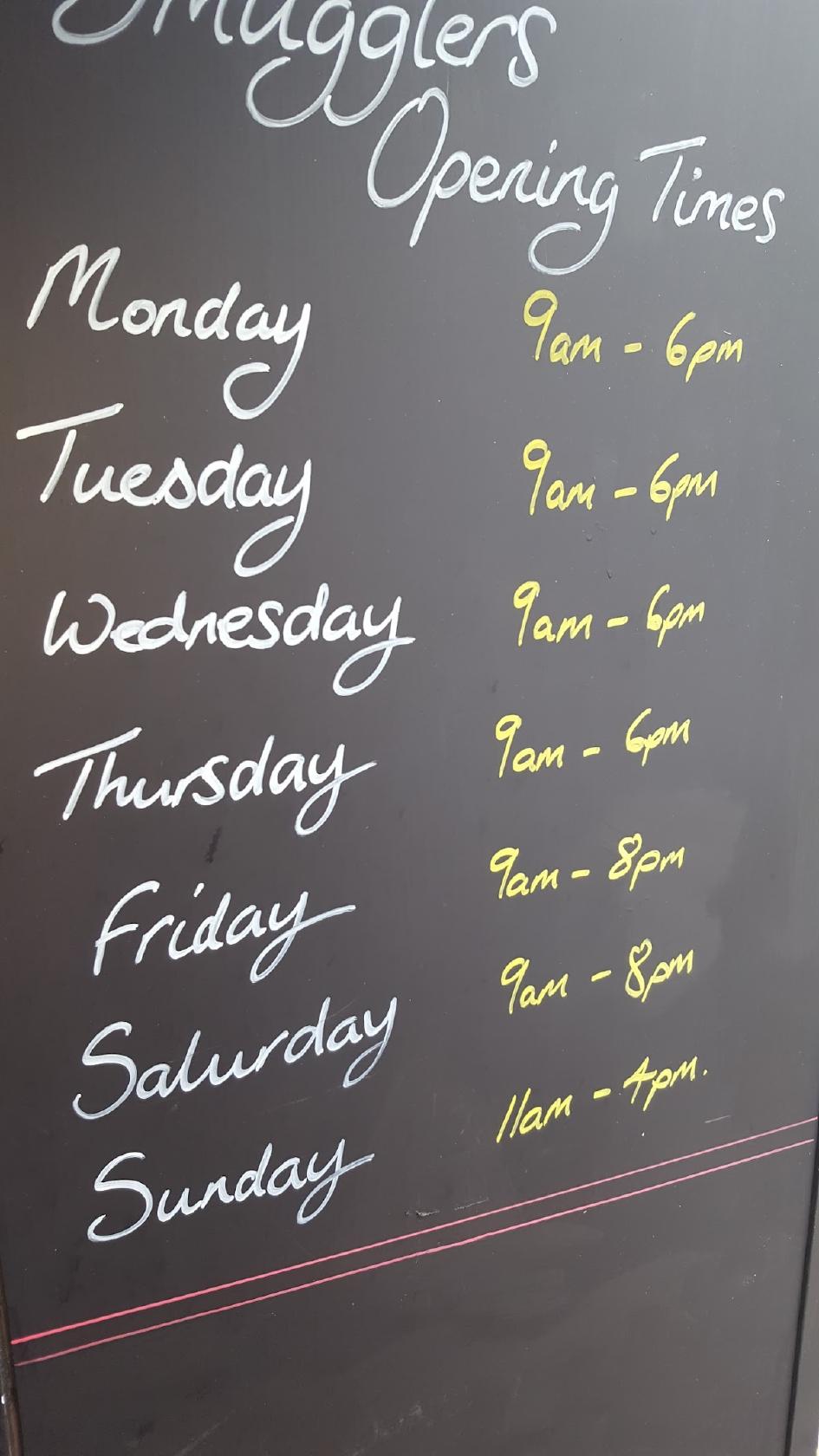 Menu at Smugglers Den restaurant, Penzance