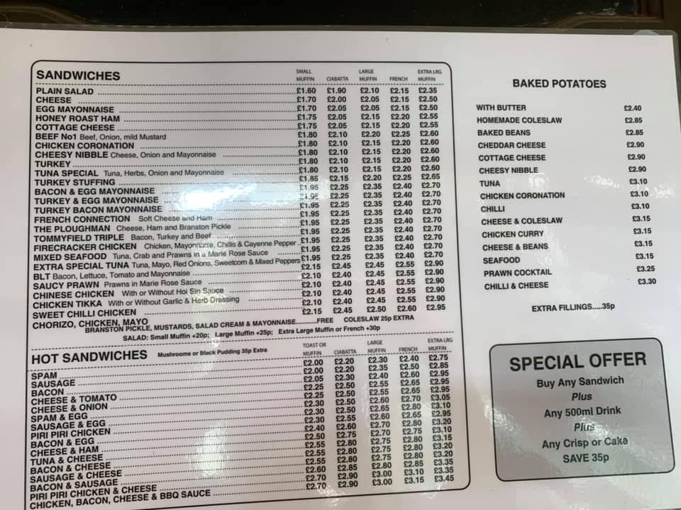 Menu at The Chambers Cafe, Oldham, 14