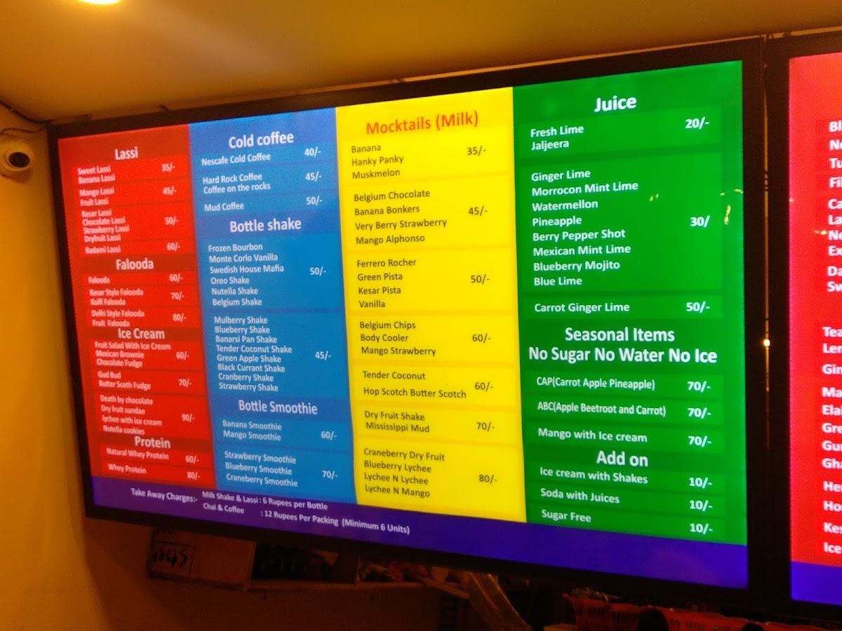 Menu at The Lassi Ghar, Deoria