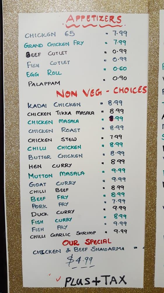Menu at Grand Indian Kitchen restaurant, Missouri City, Hwy 6
