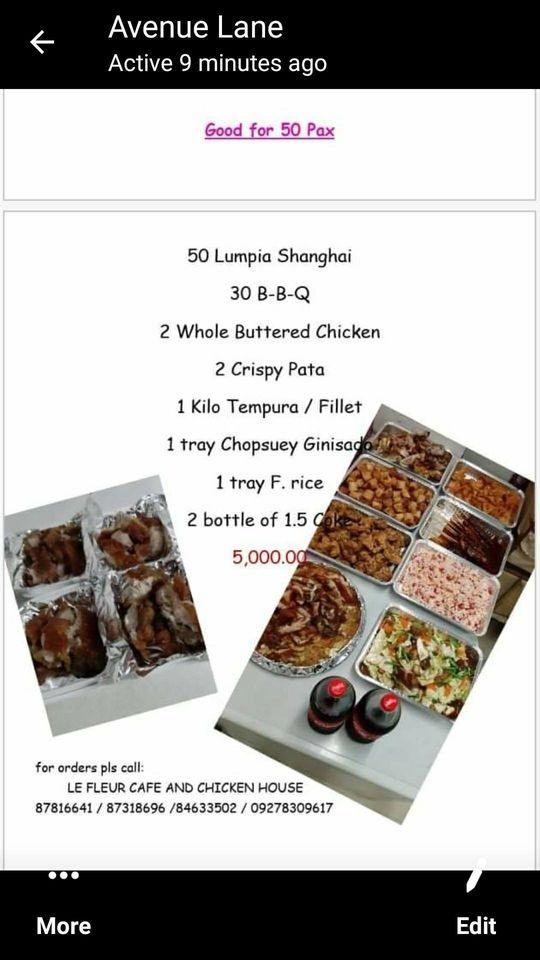 Menu at Le Fleur Cafe & Chicken House, Quezon City
