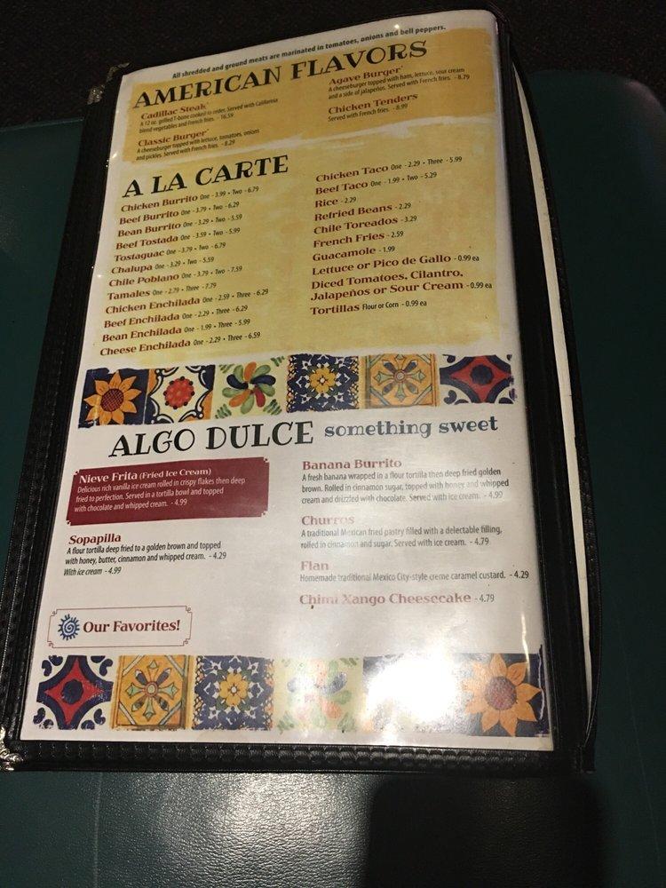 Menu at Agave Mexican Grill restaurant, Traverse City, 851 S Garfield Ave