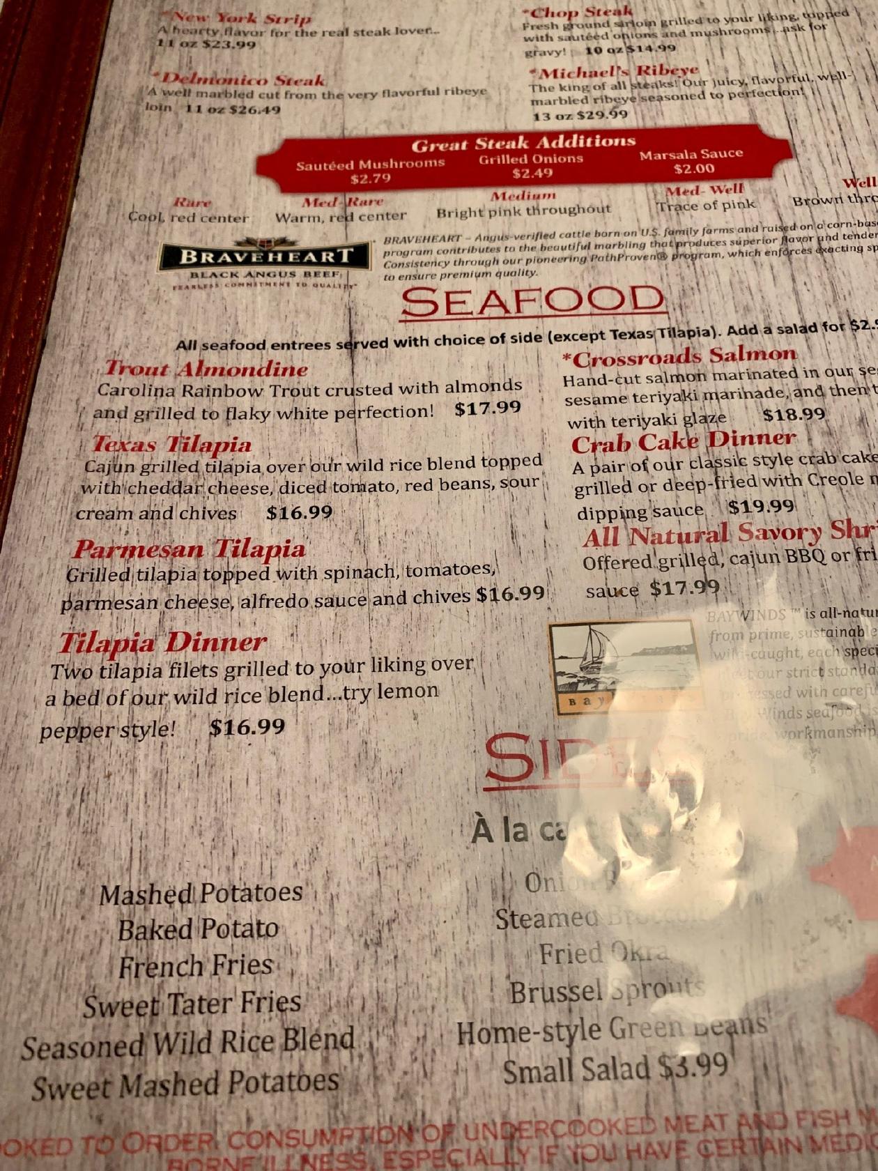 Menu at Crossroads Bar And Grille, Flowery Branch