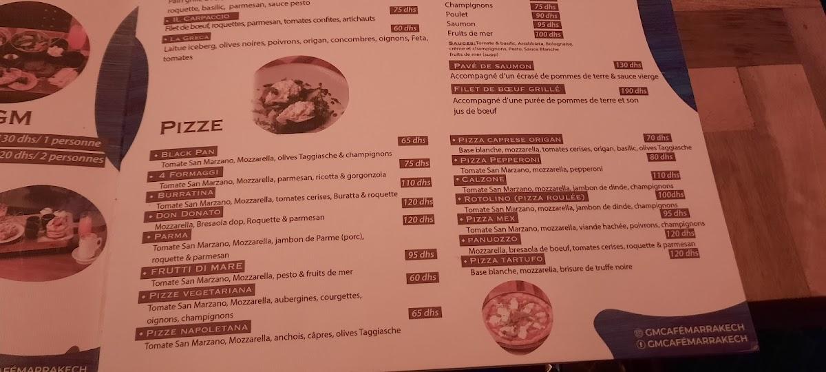 Speisekarte von GM Café Gourmet restaurant, Marrakesch
