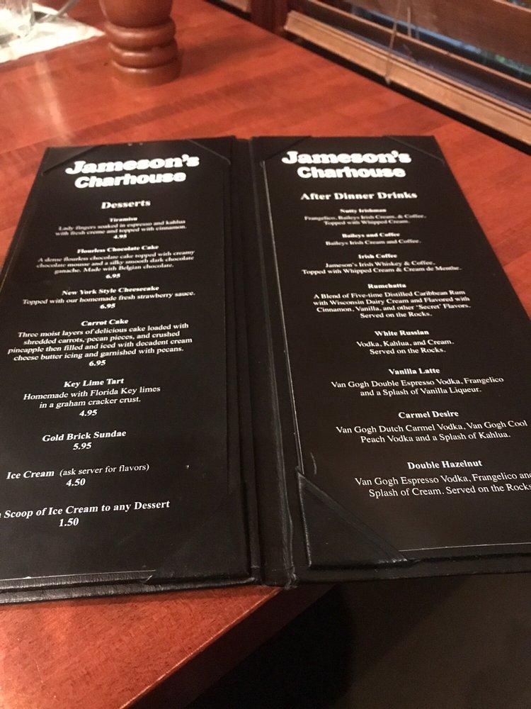 Menu at Jameson's Charhouse steakhouse, Woodridge, 75th St