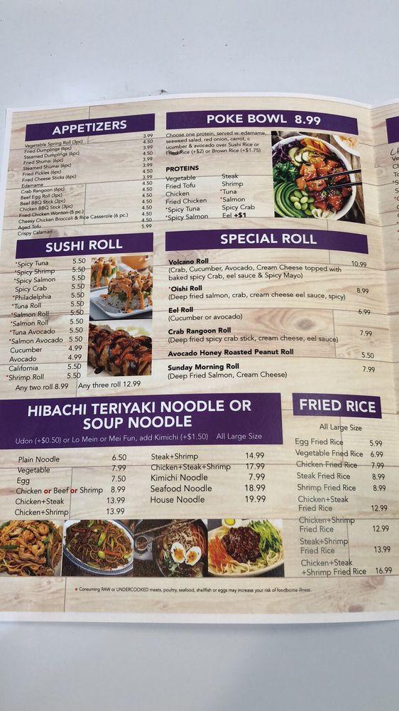 Menu at Oishi Express Japanese Grill restaurant, Florence