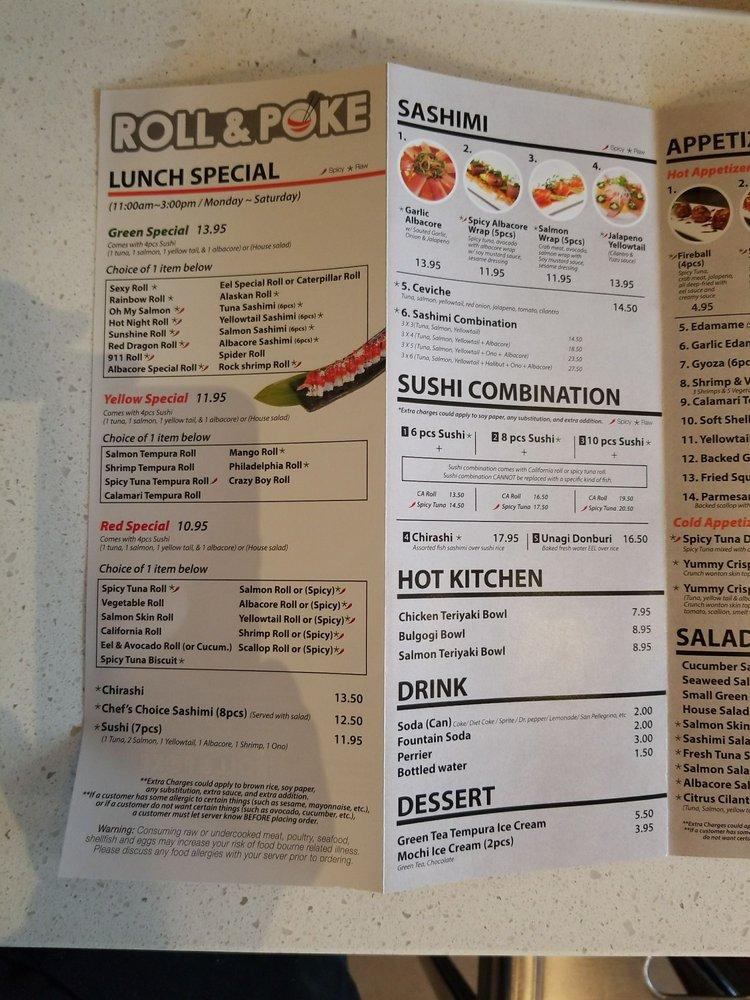 Menu at Roll & Poke restaurant, Frisco