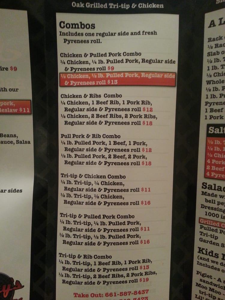 Menu at Salty's BBQ, Bakersfield, Rosedale Hwy