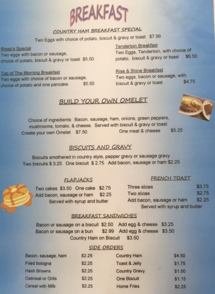 Menu at South Main Dine In cafe, Madisonville