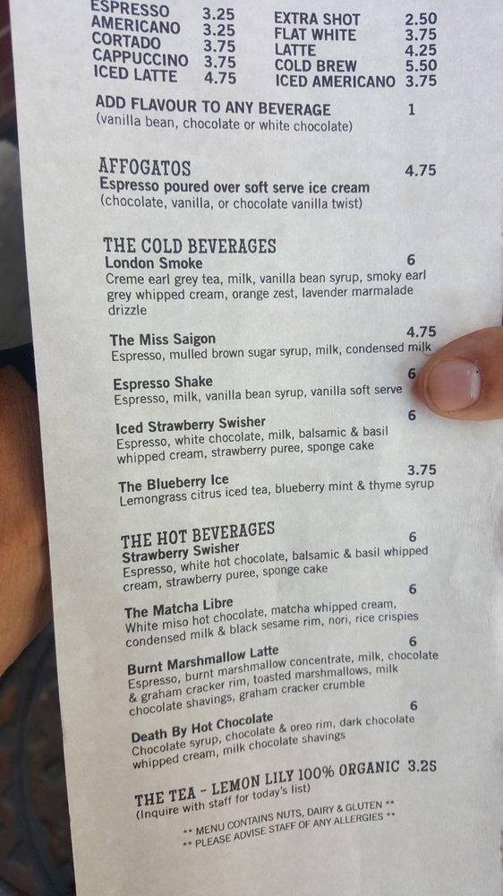 Menu at Sweet Jesus desserts, Toronto, 106 John St