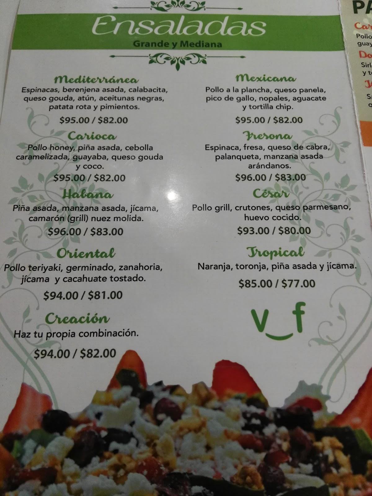 Carta del restaurante Verde Fresco, Xalapa Enríquez
