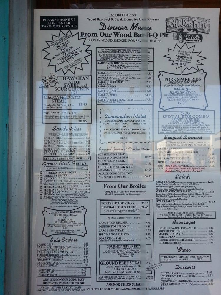 Menu at Chris & Pitts BBQ Restaurant, Bellflower