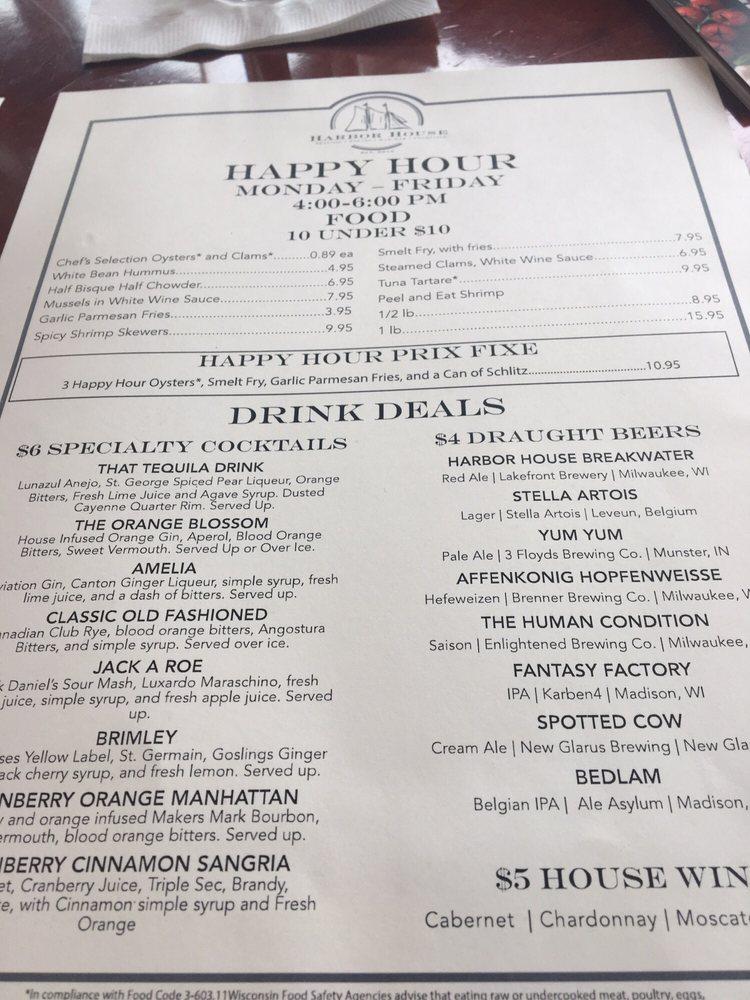 Menu at Harbor House restaurant, Milwaukee
