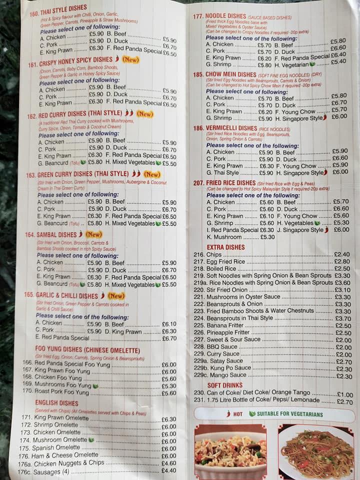 Menu at Red Panda restaurant, Callington, 13-14