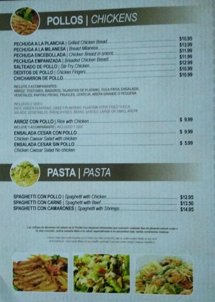 Menu at Arepas Y Mucho Mas restaurant, Country Walk