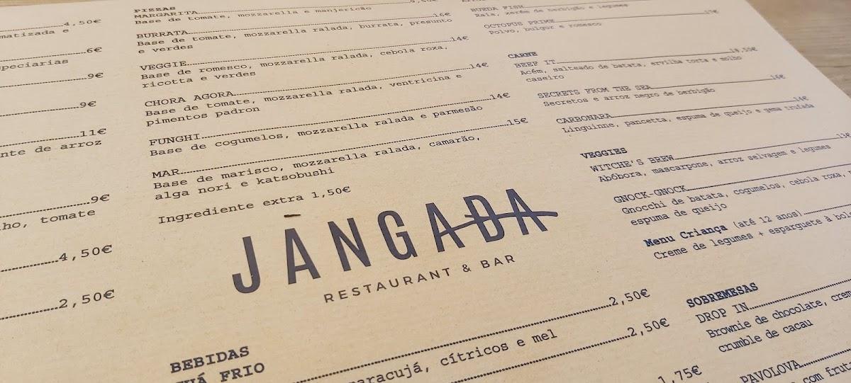 Menu em Jangada restaurante, Ericeira