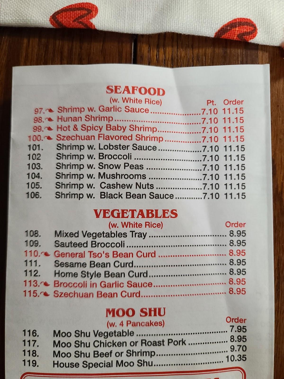 Menu at Ken's restaurant, Fairmont