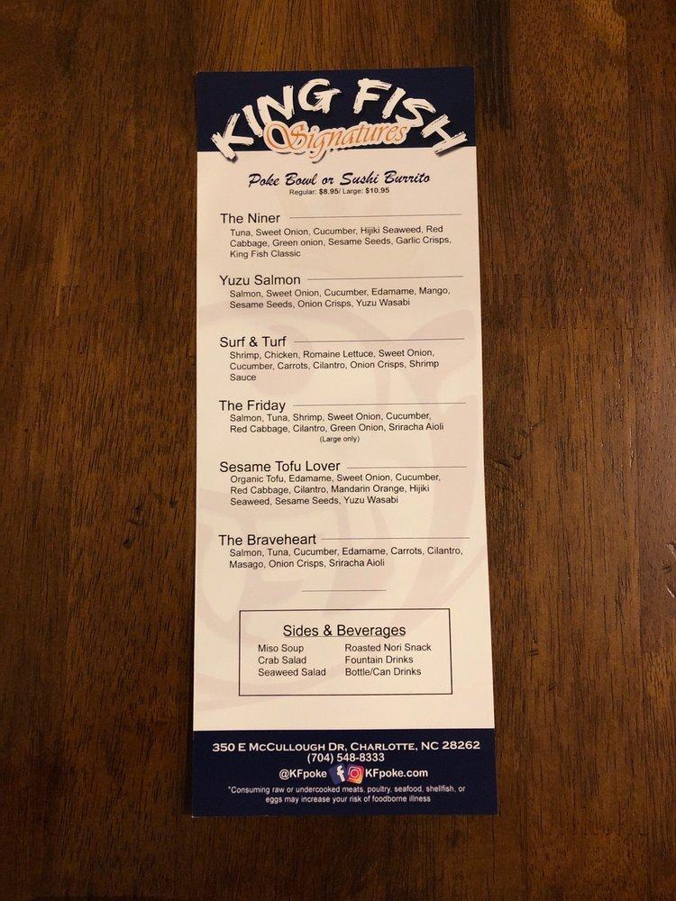 Menu at King Fish Poke restaurant, Charlotte