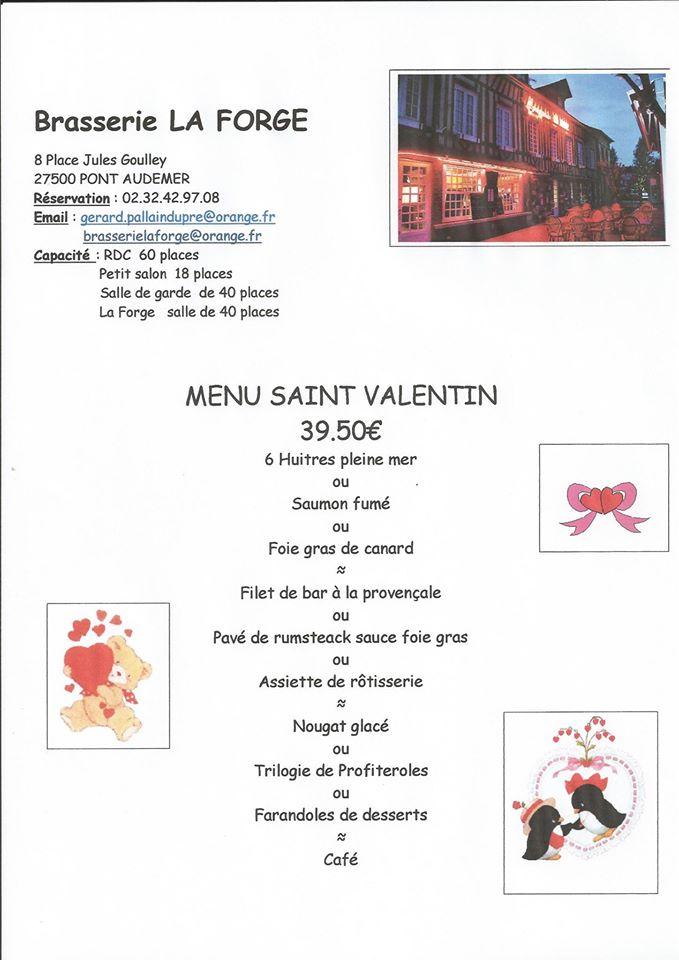 Menu au La Forge restaurant, Pont-Audemer