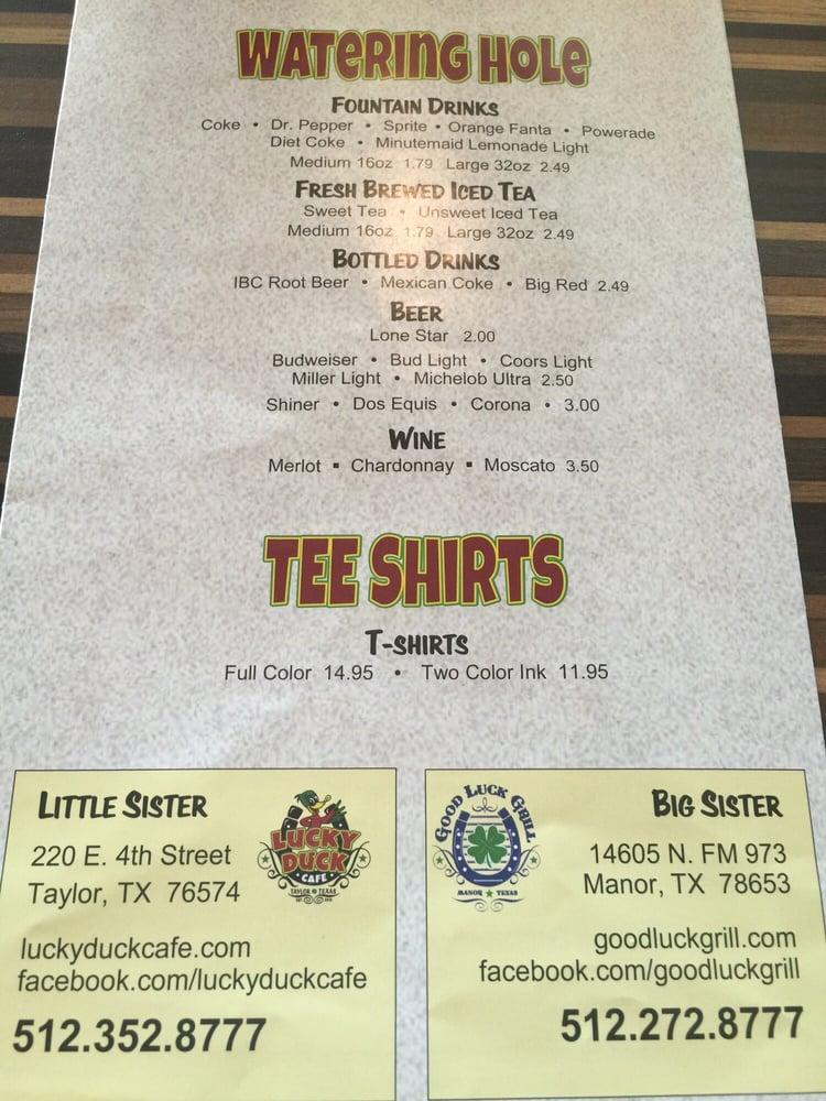 Menu at Lucky Duck Café restaurant, Taylor