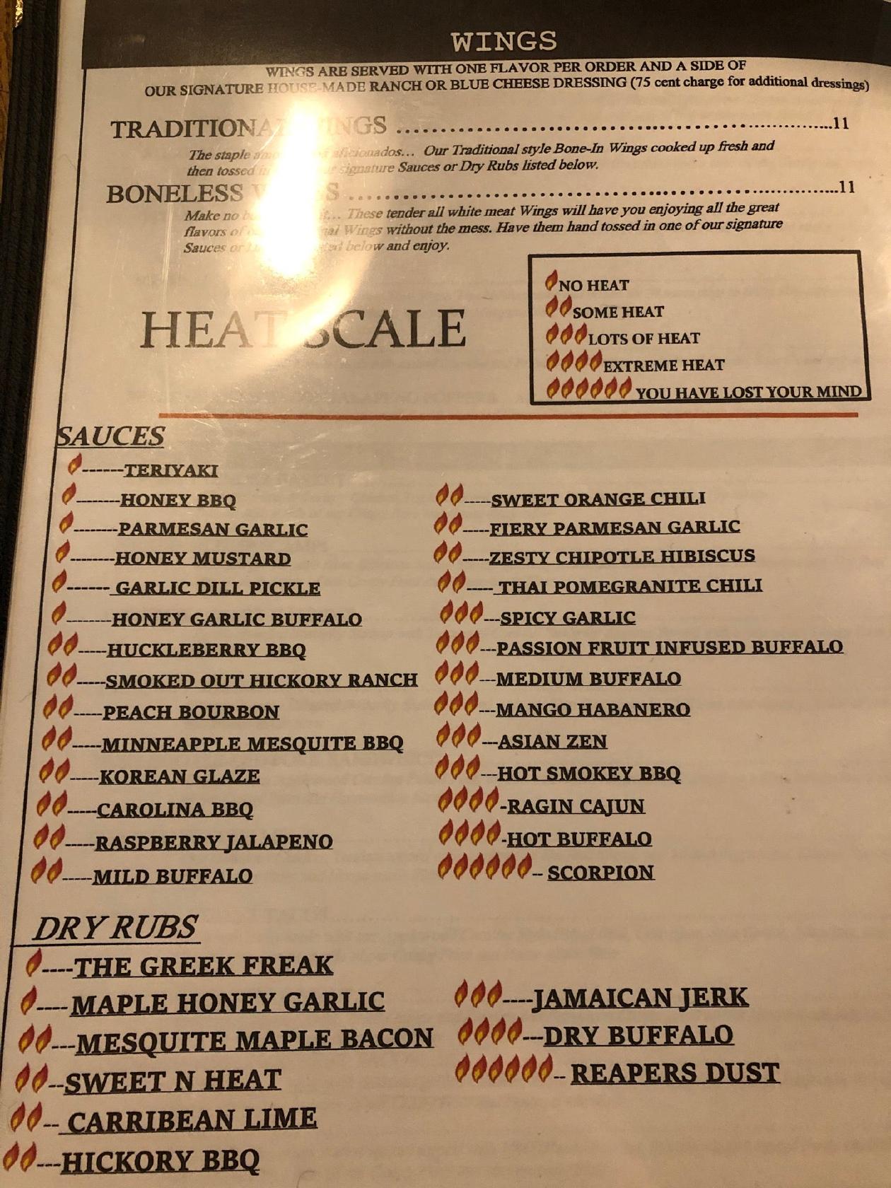 Menu at Minnesota Wing King pub & bar, Saint Peter