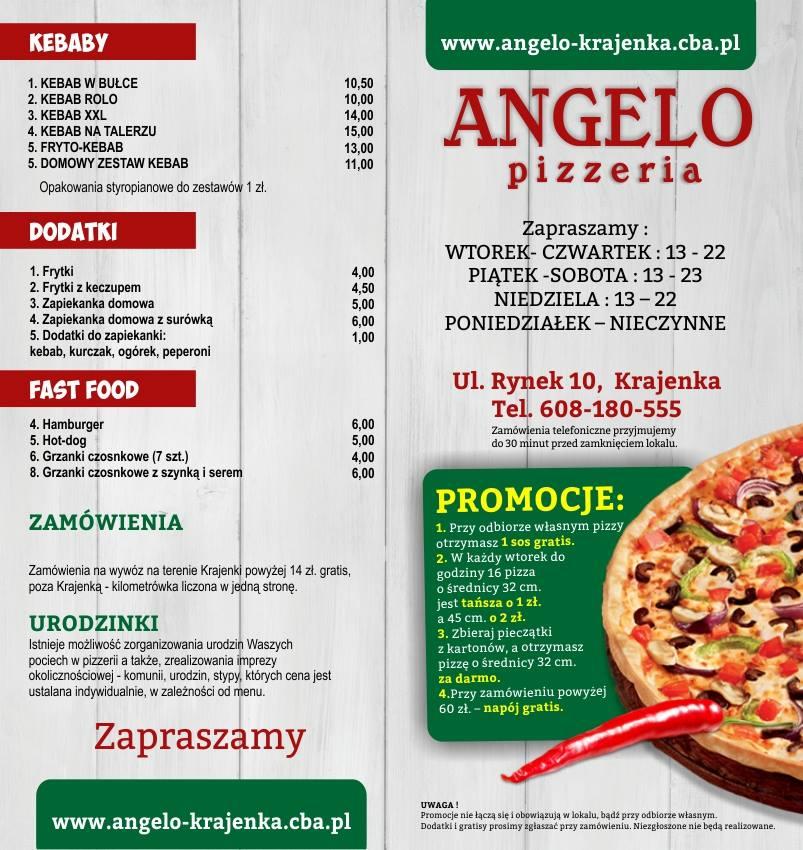 Menu at ANGELO Bistro restaurant, Krajenka