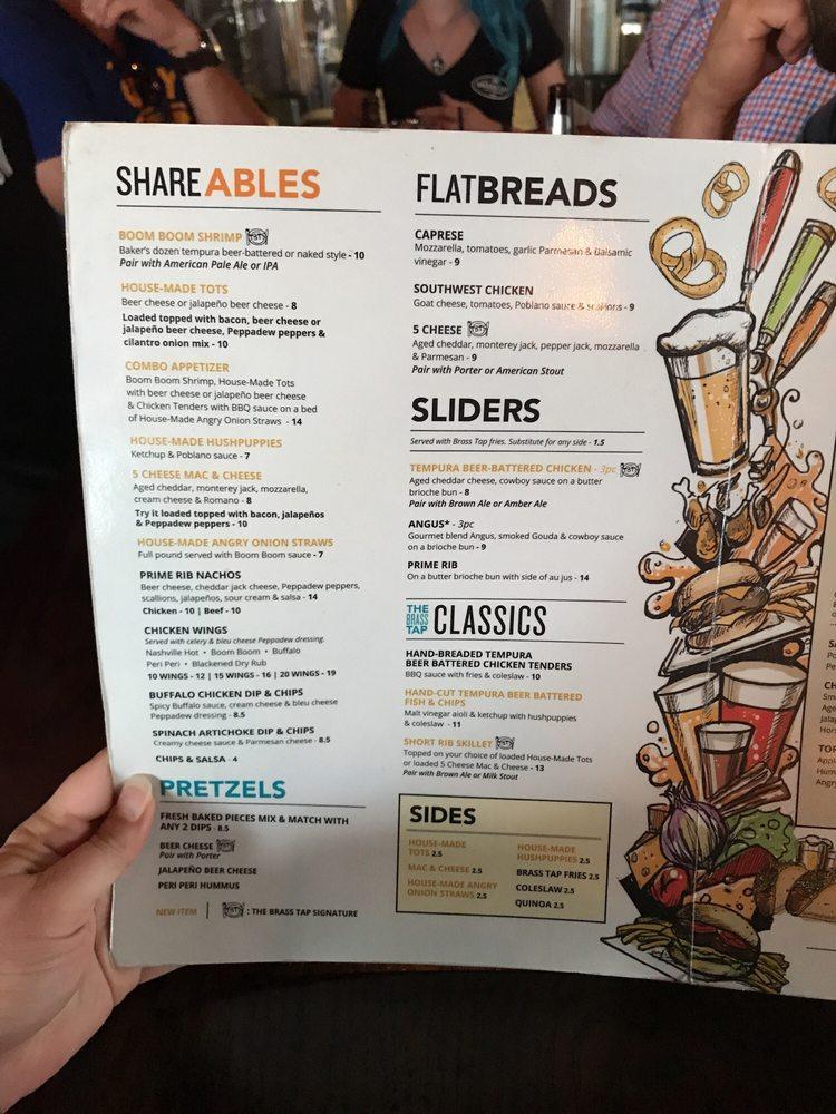 Menu at The Brass Tap pub & bar, North Naples