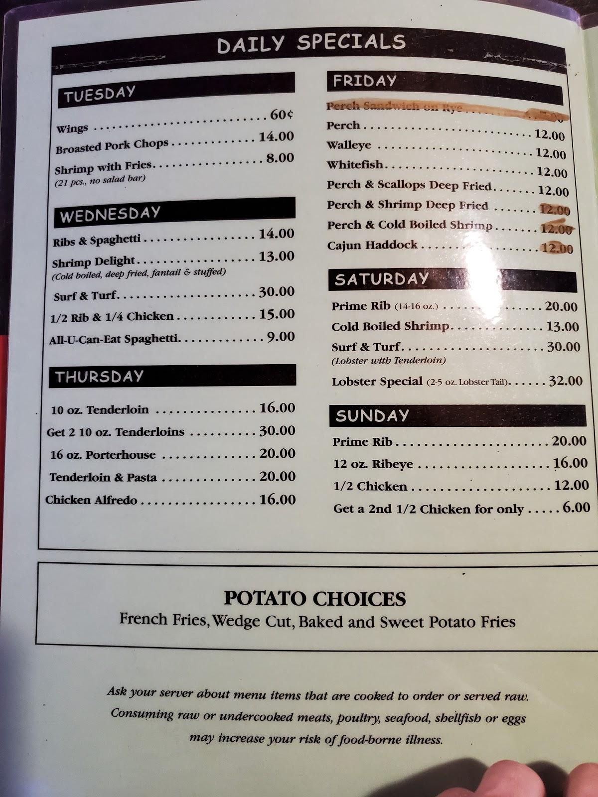 Menu at Dexter's pub & bar, Menominee