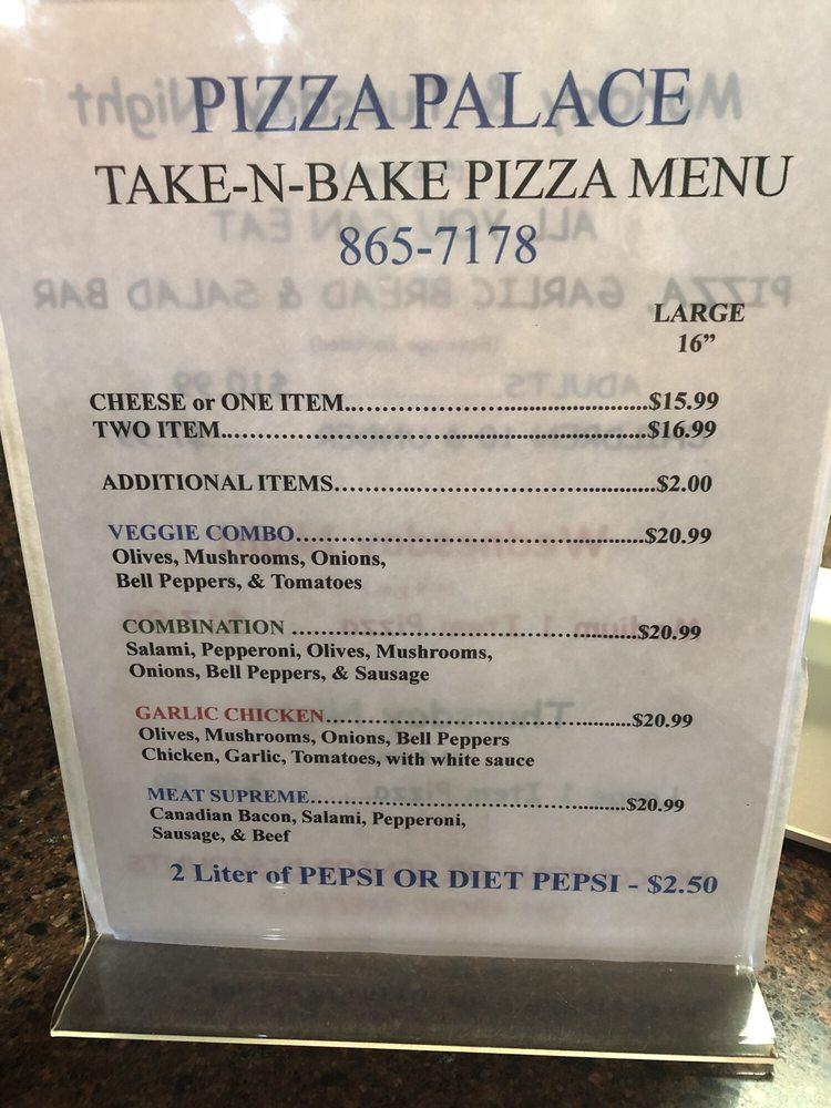 Menu at Pizza Palace pizzeria, Orland