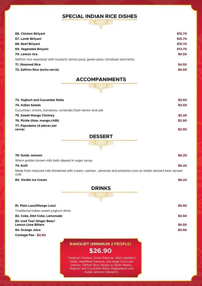 Menu at Royal Bengal Indian Restaurant, Blackstone