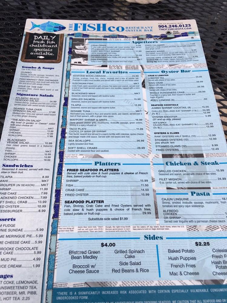 Menu at The Fish Company pub & bar, Atlantic Beach