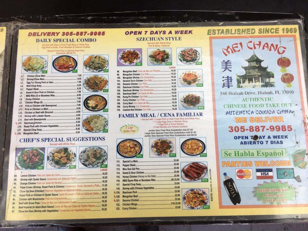 Menu at Mei Chang Take Out Food restaurant, Hialeah