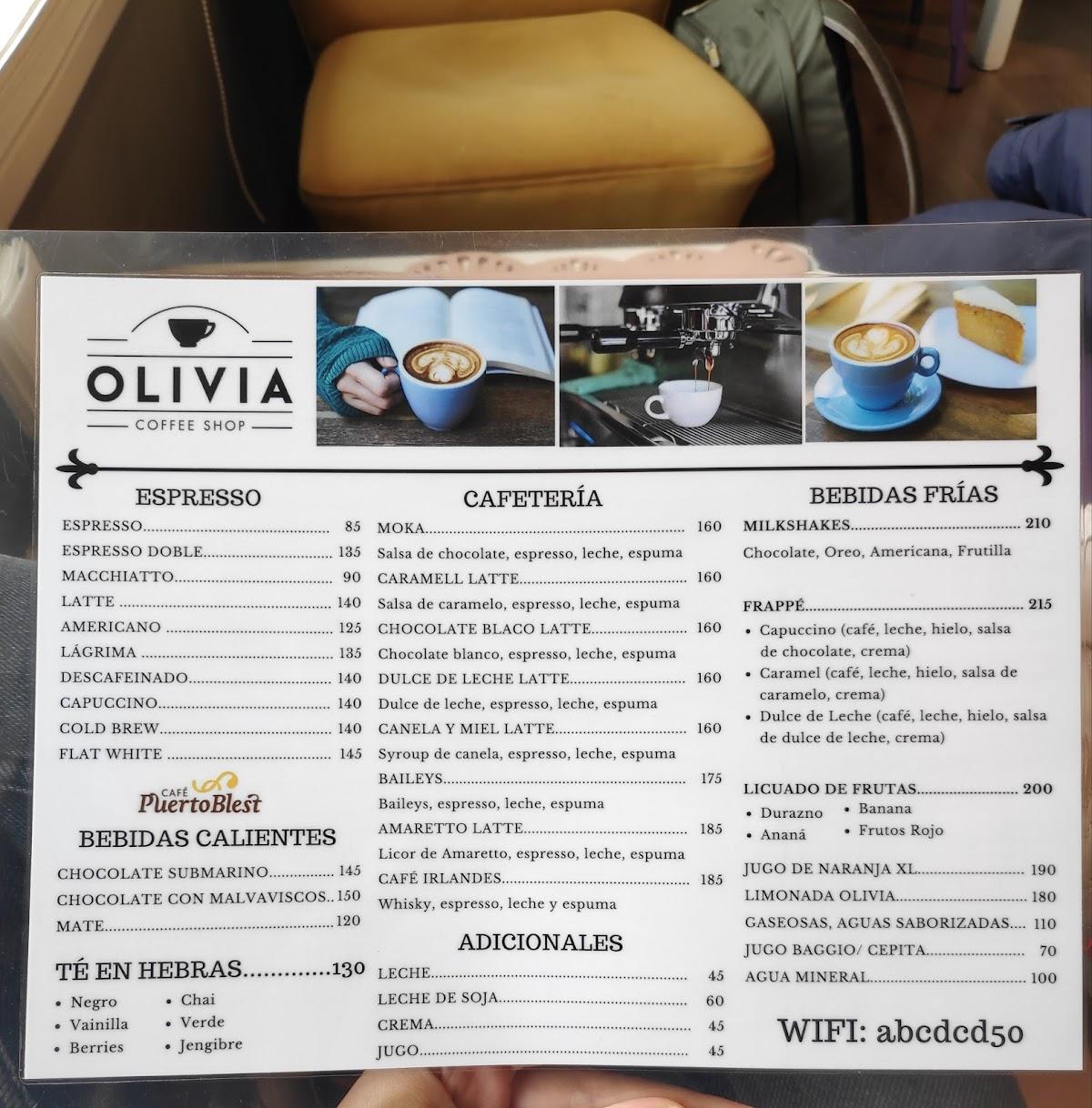 Menu at Olivia Coffee Shop - Food & Drinks cafe, El Calafate