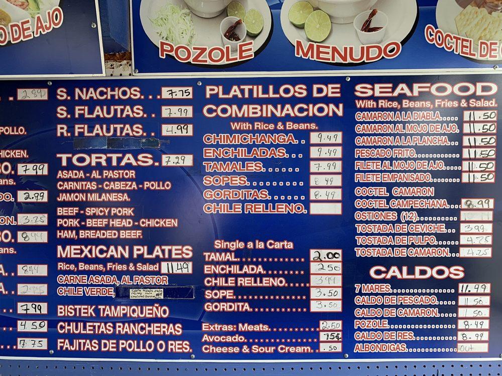 Menu at Playa Azul Méxican Restaurant, Carson City