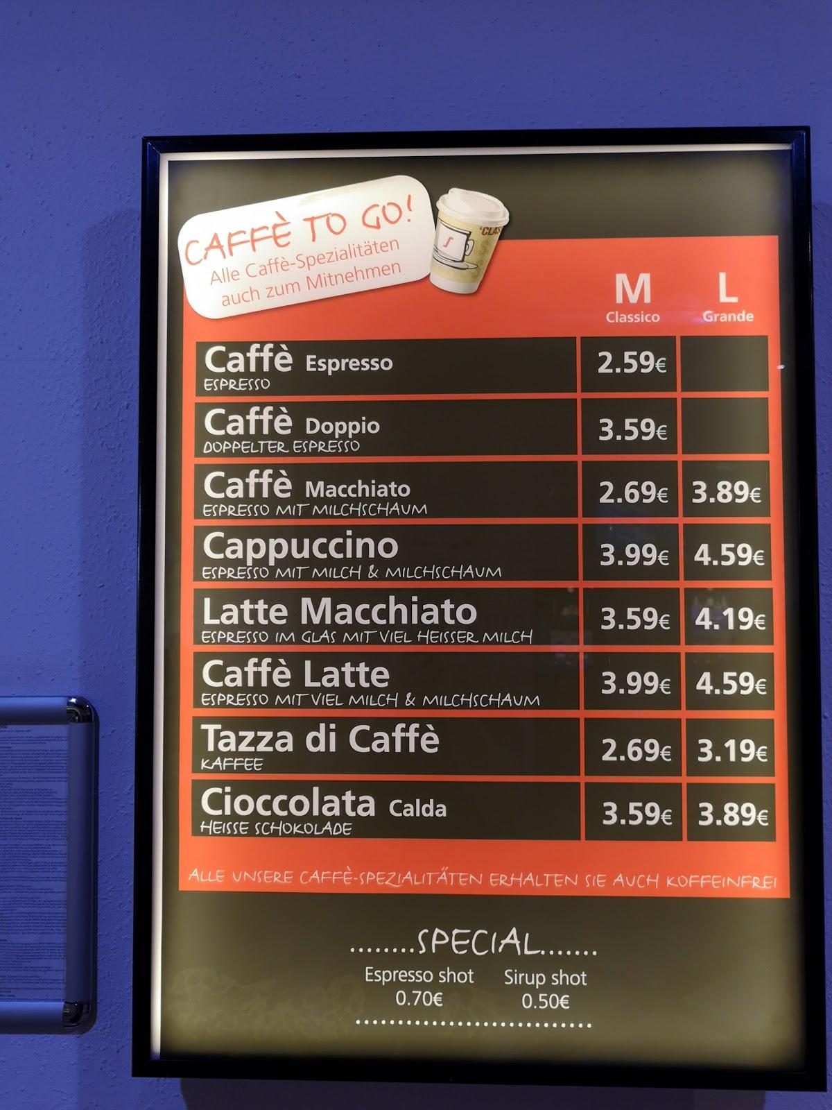Speisekarte von Segafredo Espresso Bar, Ulm