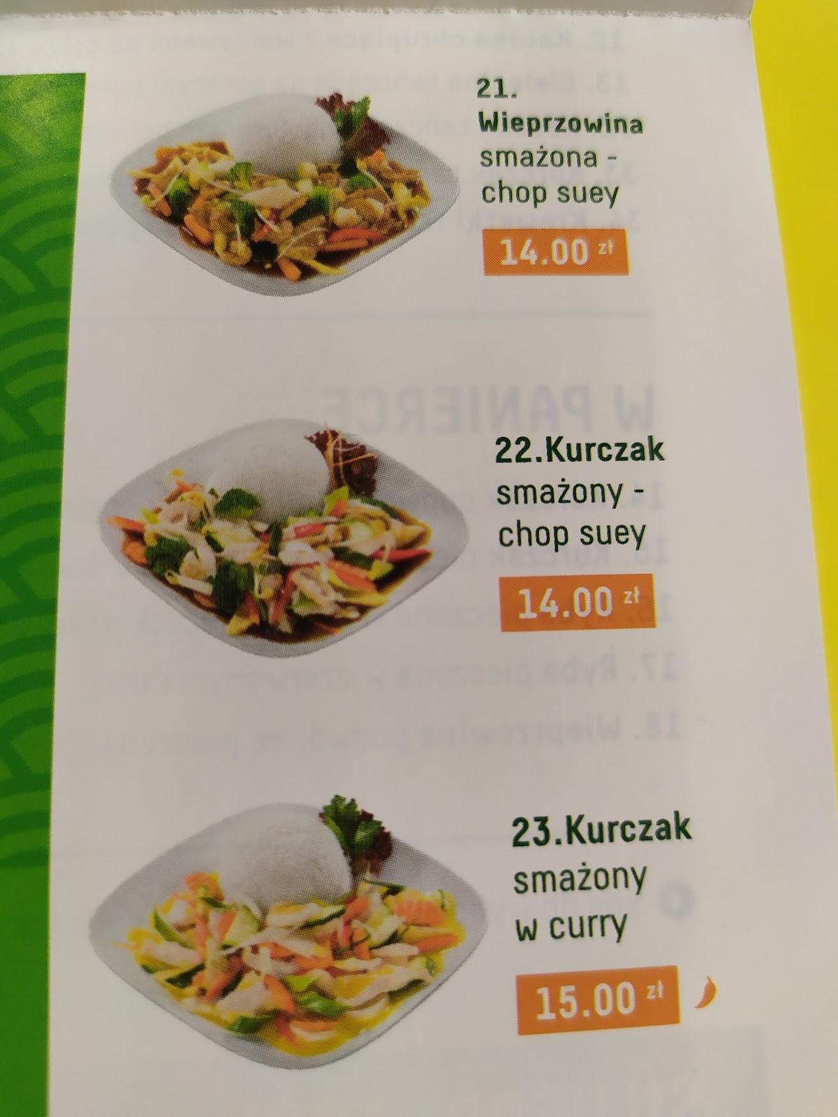 Menu at Silver Dragon restaurant, Leszno