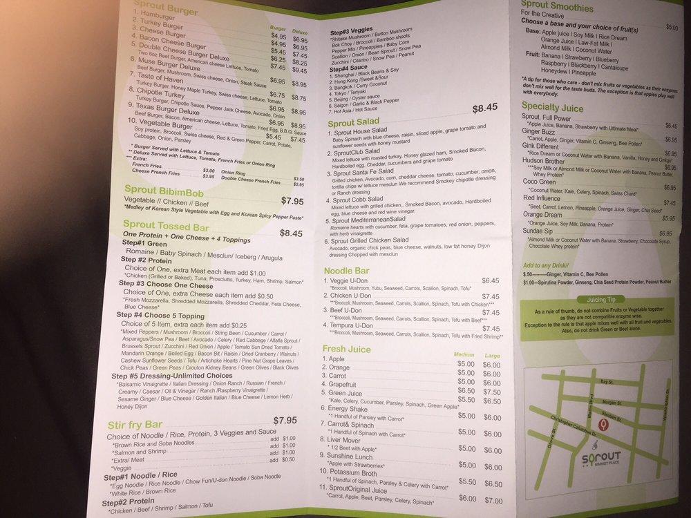 Menu at Sprove Market Place restaurant, Jersey City